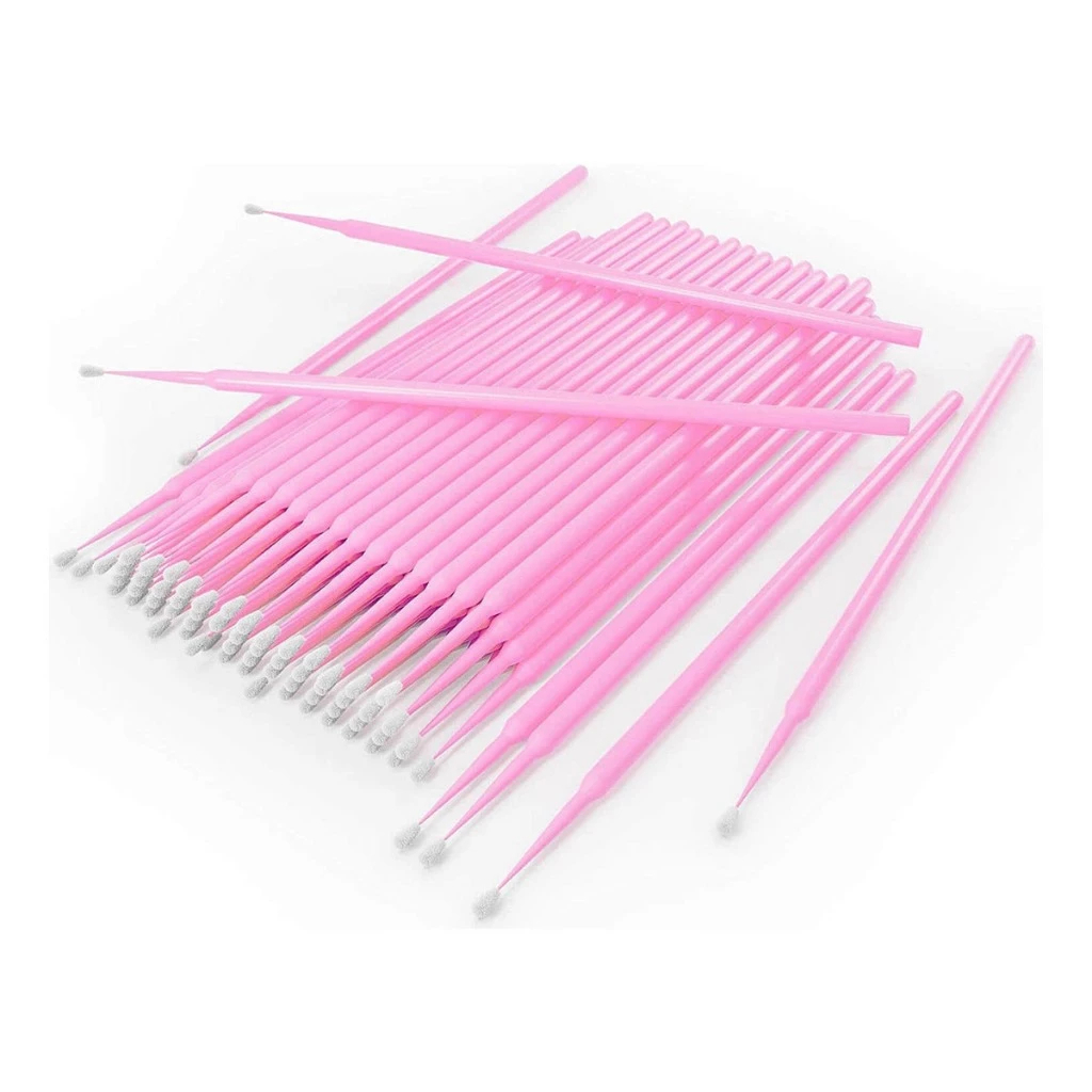 Kit 100 Microbrush Cotonete Alongamento Fio A Fio Cílios Rosa | Shopee Brasil