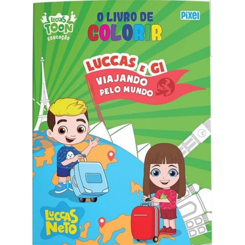 Livro para colorir Luccas Neto e Gi viajando pelo mundo novo | Shopee Brasil