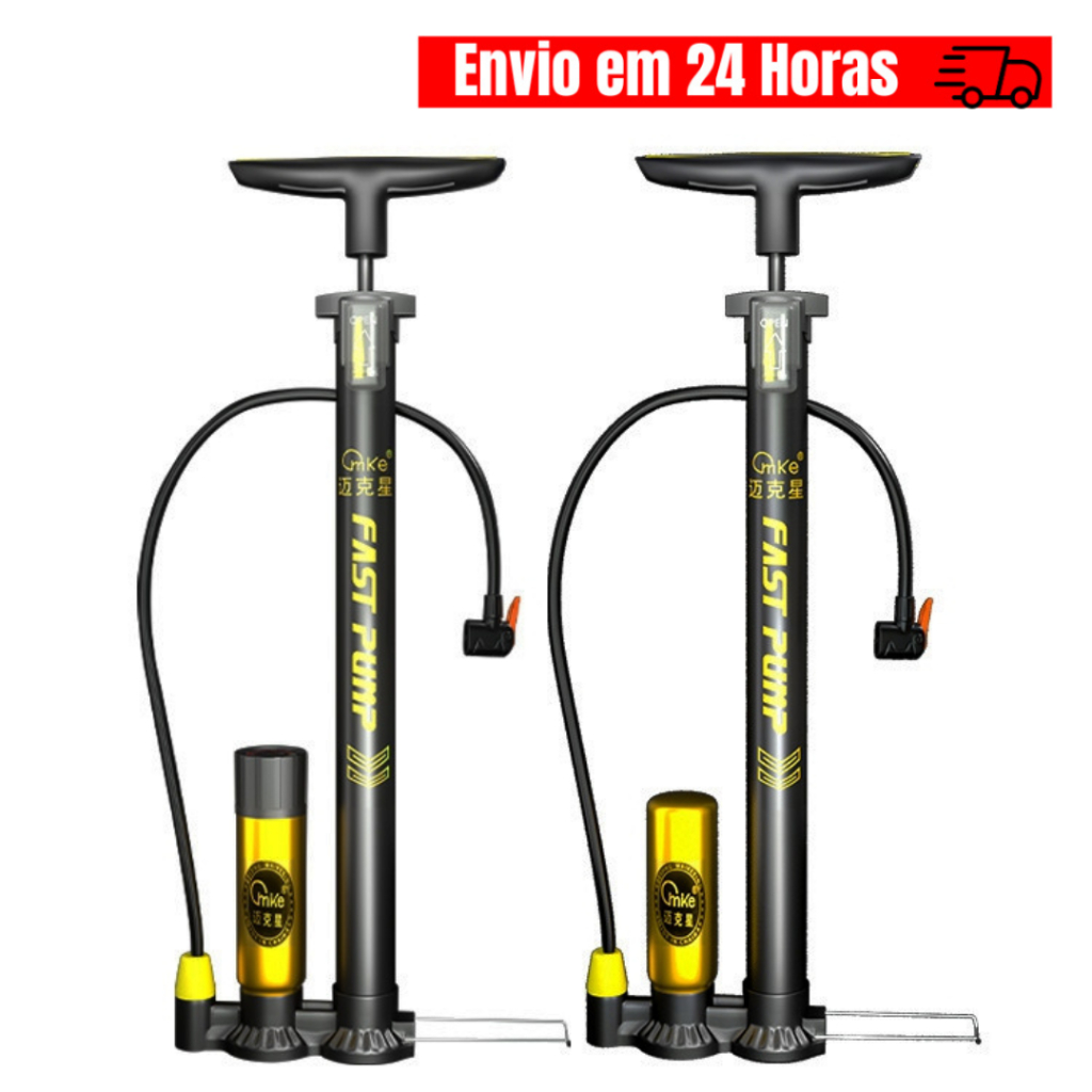 Bomba De Ar Manual Pneu Câmara Bico Fino Grosso Bike Bicicleta Moto ...
