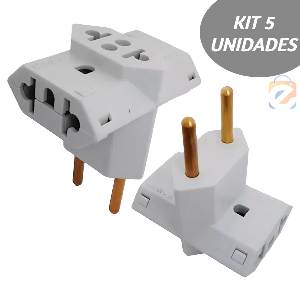 Kit 5 Plugue De Tomada Benjamim T Adaptador Com 3 Entradas ...