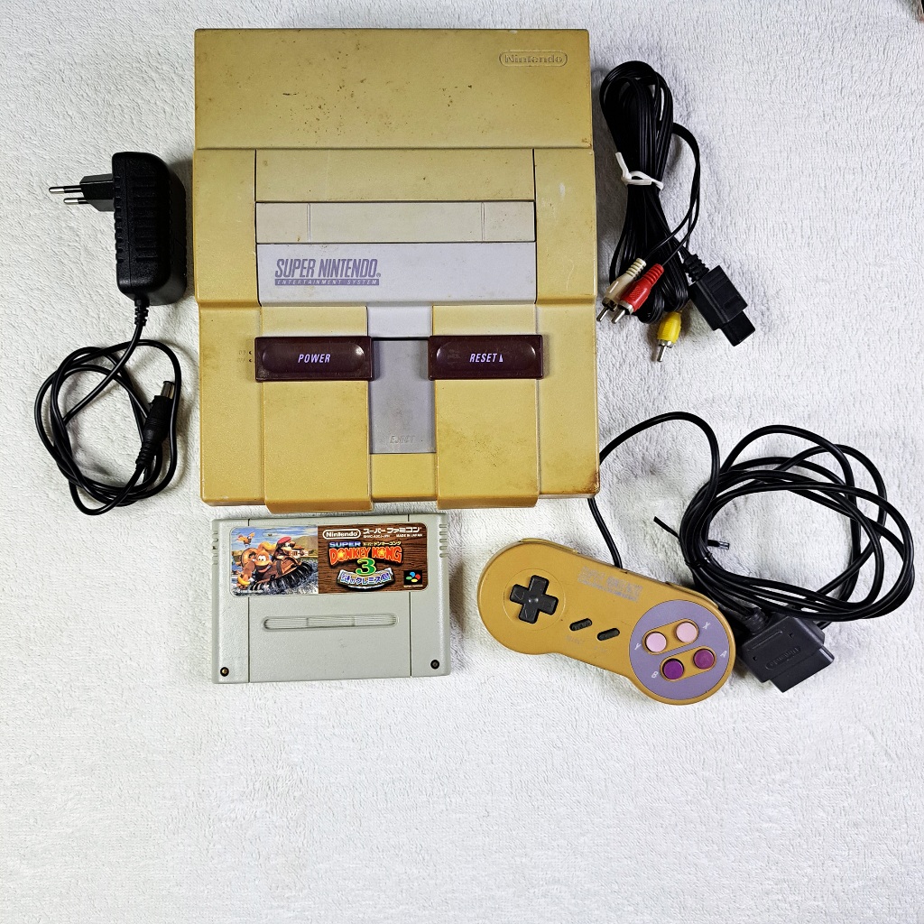 Console Super Nintendo fat com 1 controle e Donkey Kong Country 3 Original. Snes. Shopee Brasil