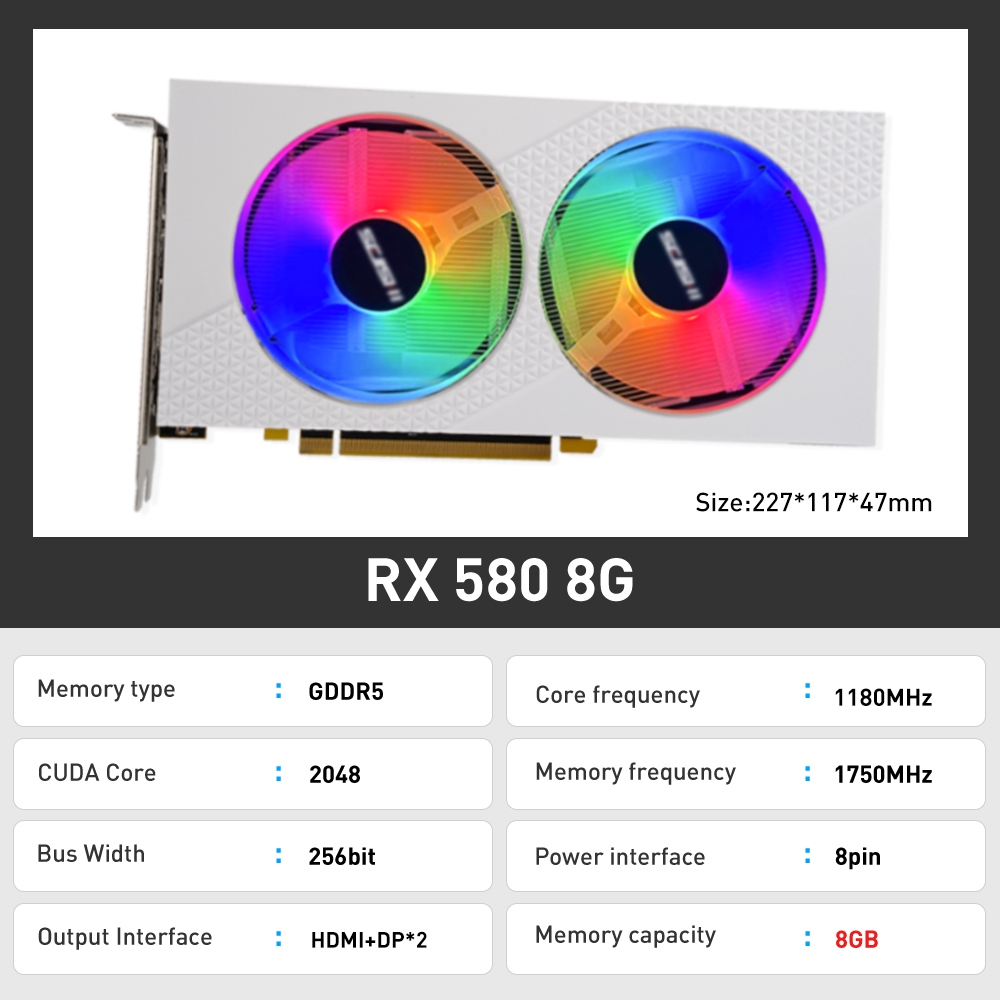 Placa de Video RX580 8GB 2048SP Com RGB. | Shopee Brasil