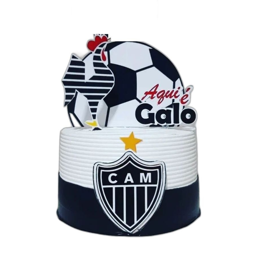 Topo de Bolo Atlético Mineiro Aniversario Comemoração Tema Galo ...