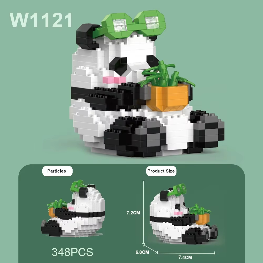URSO PANDA - ÓCULOS VERDE + VASO - MICRO BLOCO - NANO BLOCK - W1121 ...