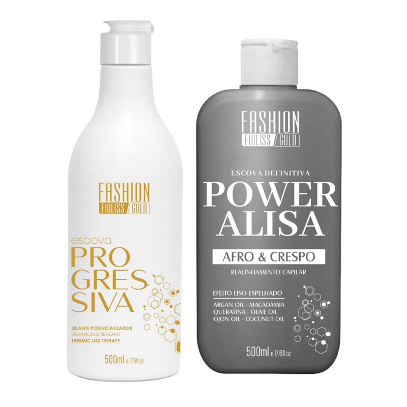 PLÁSTICA ESCOVA DEFINITIVA POWER E ORGÂNICA - 2 FASHION FIOLISS GOLD ...