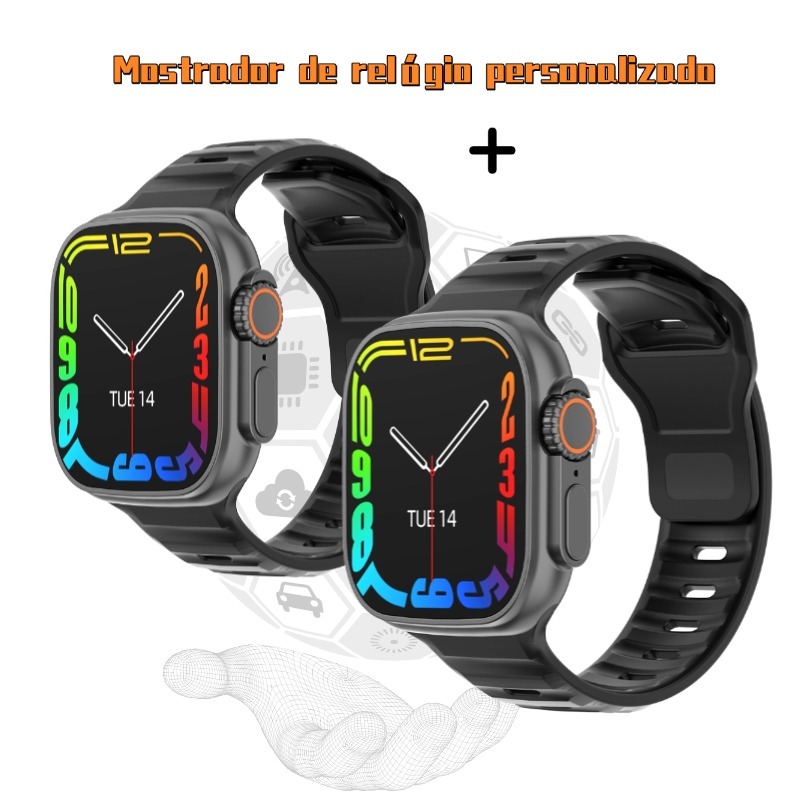 kit 2 Relógio Smartwatch iwo 8 Ultra Series 8 NFC Chamada Bluetooth À ...