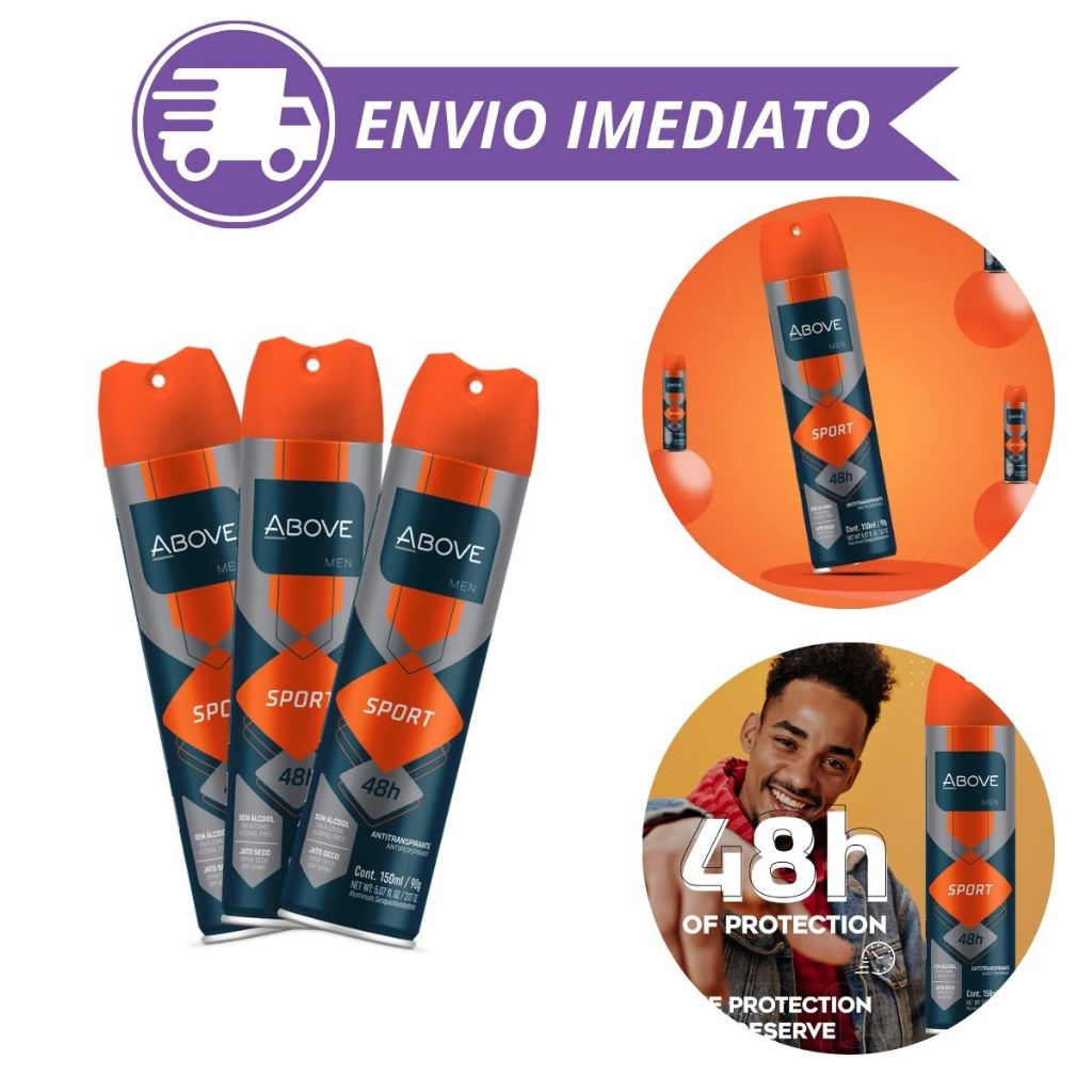 Kit Desodorante Above 150 ml Men Sport Com 3 Unidades | Shopee Brasil
