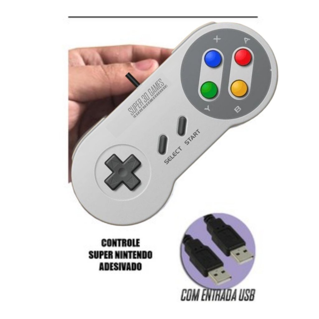 Controle Super Nintendo Snes Colorido - USB | Shopee Brasil