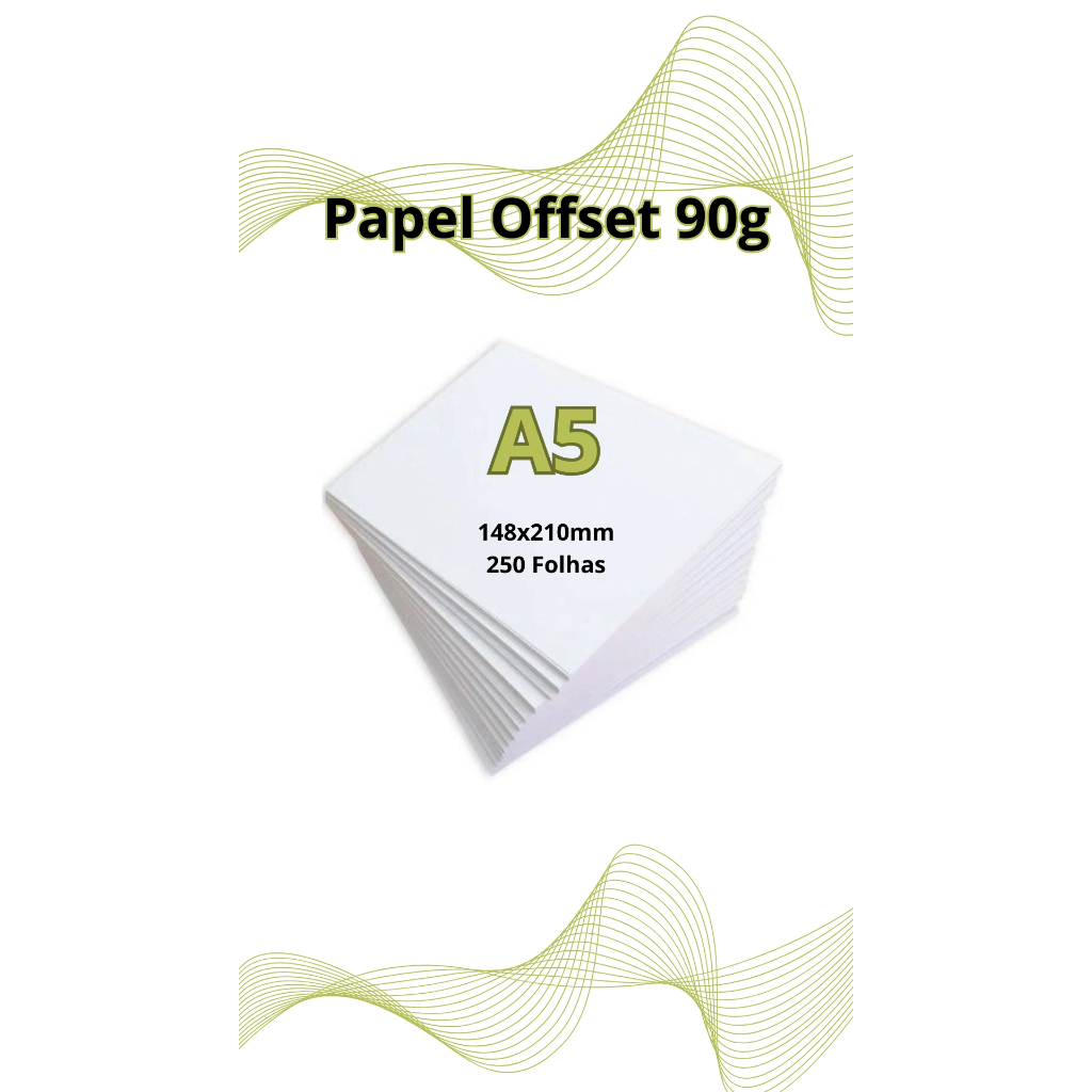 Papel Offset 90g A5 - 250 Folhas | Shopee Brasil