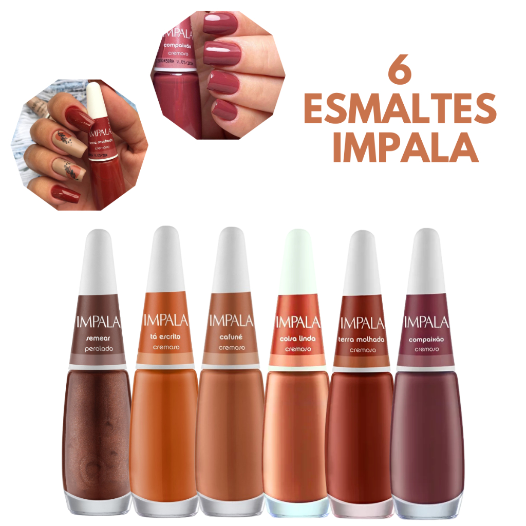 Kit de Esmaltes Impala Tons de Marrom Claro Escuro Terracota Madrinhas ...