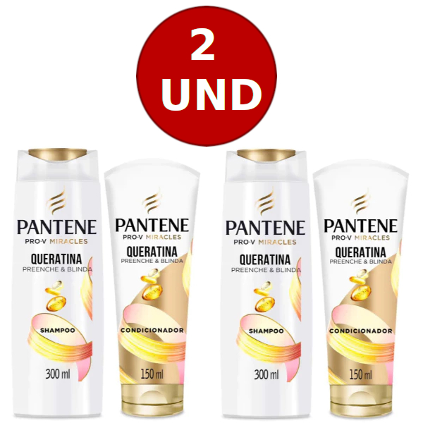 KIT C/2 PANTENE SH 300ML+COND 150ML PANTENE QUERATINA 2UND | Shopee Brasil
