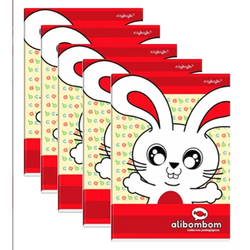 Kit 6 Cadernos Alibombom 80 Folhas Capa Dura | Shopee Brasil