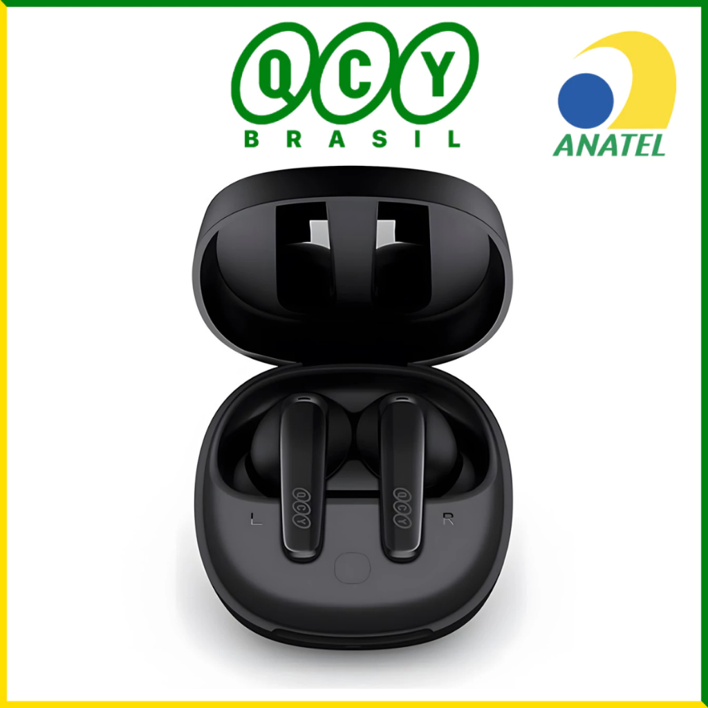 Fone De Ouvido QCY T13X ENC Cancelamento De Ruído Ativo Bluetooth 5.3 IPX5 Cor Preto E Branco ...