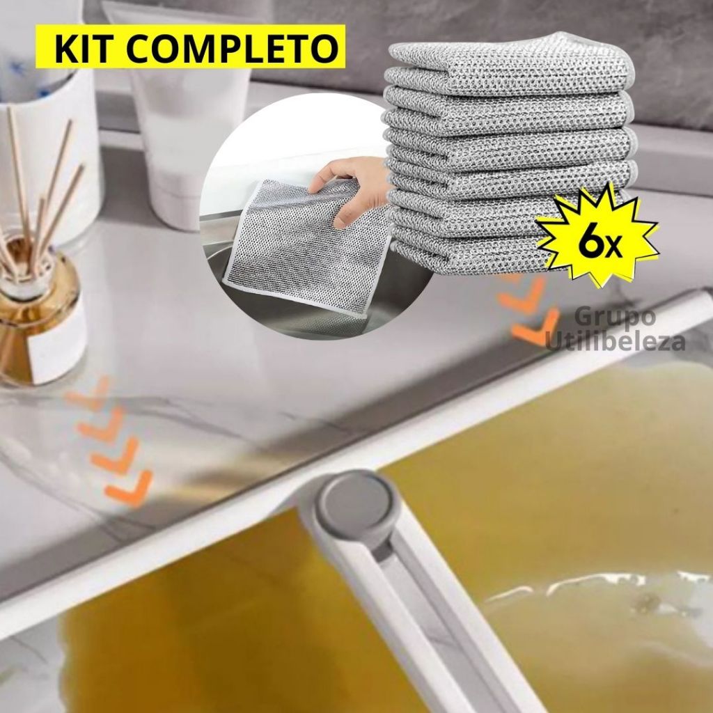 Kit Rodo Mágico + 6 Panos De Limpeza Aço PREMIUM Arear Panela Fogão ...