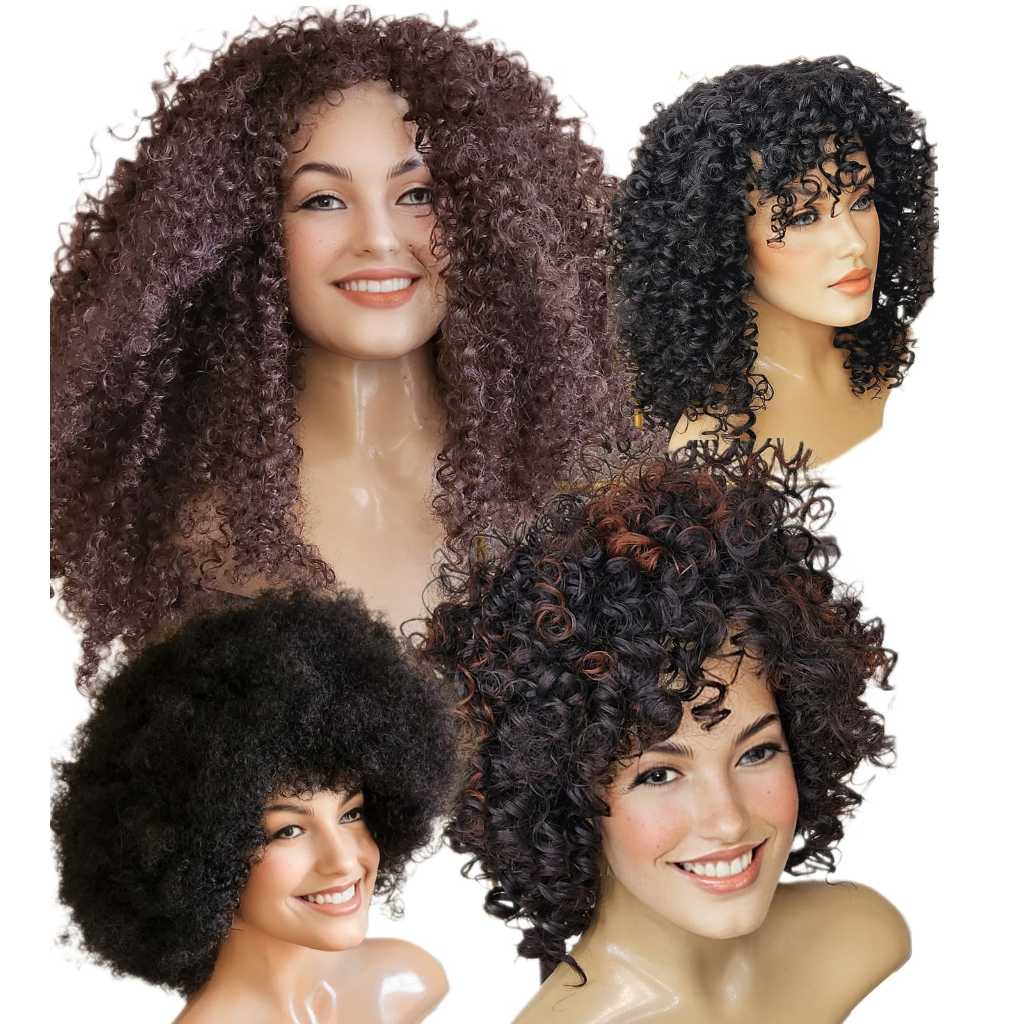 peruca afro puff, peruca cacheada, volume volumão | Shopee Brasil