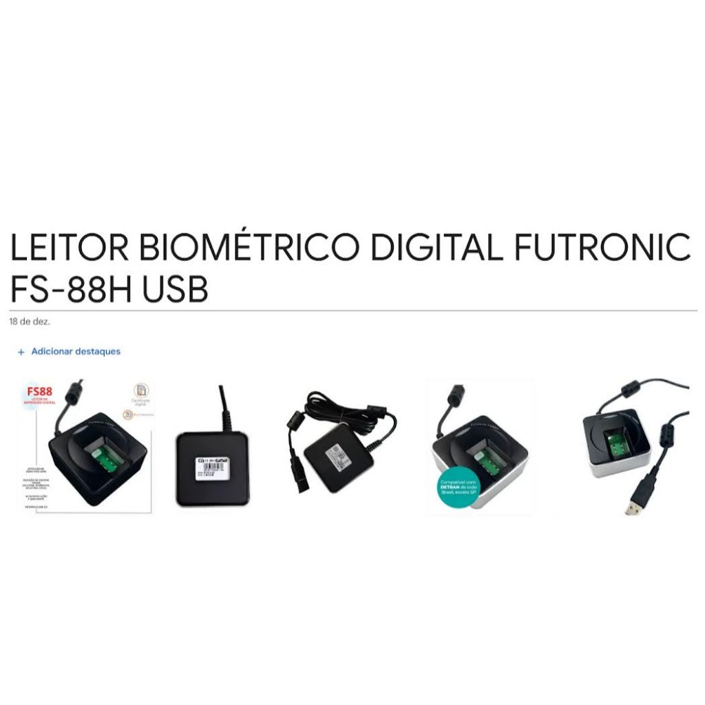 Leitor Biométrico Digital Futronic Fs-88h Usb | Shopee Brasil