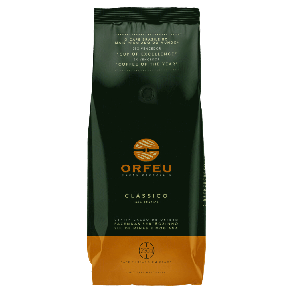 Café Orfeu Clásico Torrado Em Grãos - Pacote 250g | Shopee Brasil