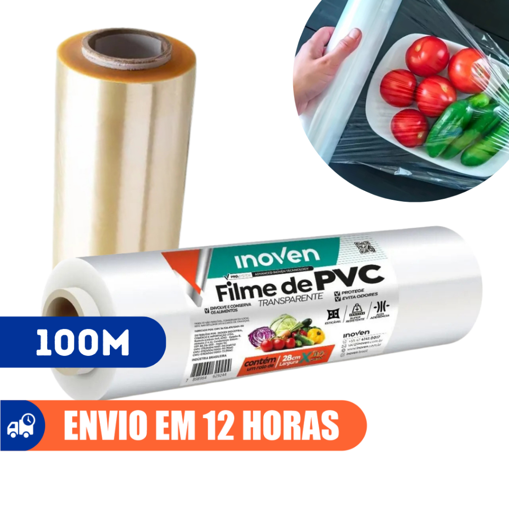 100m Filme de PVC Rolo Bobina Plástico Esticável Resistente Inoven ...