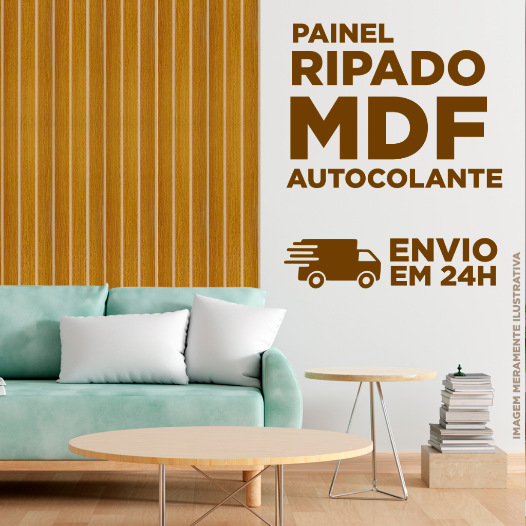 Placa Painel Revestimento Ripado em MDF Auto Colante - 45x11cm | Shopee ...