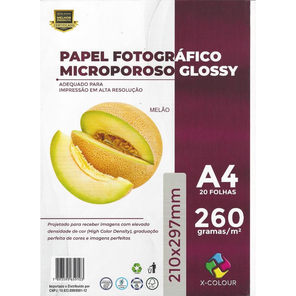 Papel Fotográfico Microporoso Glossy 260g - X-Colour - Pacote 40 folhas | Shopee Brasil