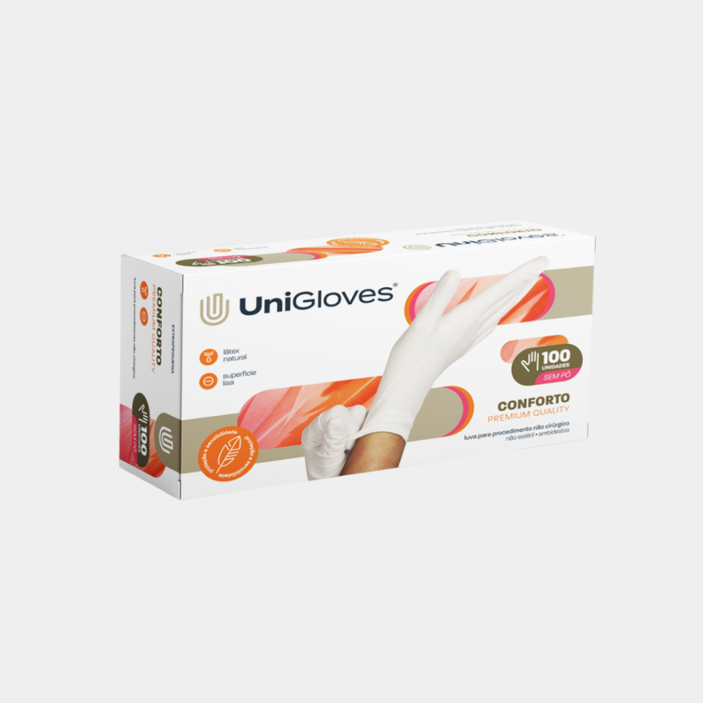 Luva Unigloves Látex Descartável Conforto Sem Pó C/100un | Shopee Brasil