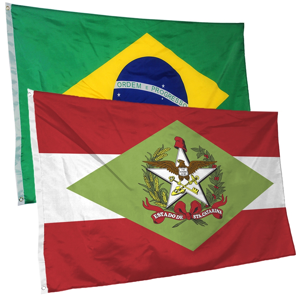 Bandeira De Santa Catarina + Do Brasil 145cm por 90cm Tecido de ...