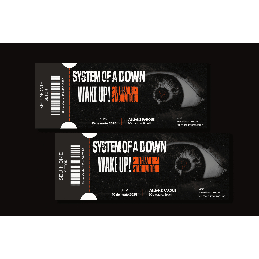 System of a Down SOAD Wake Up Tour Ingresso Personalizado | Shopee Brasil