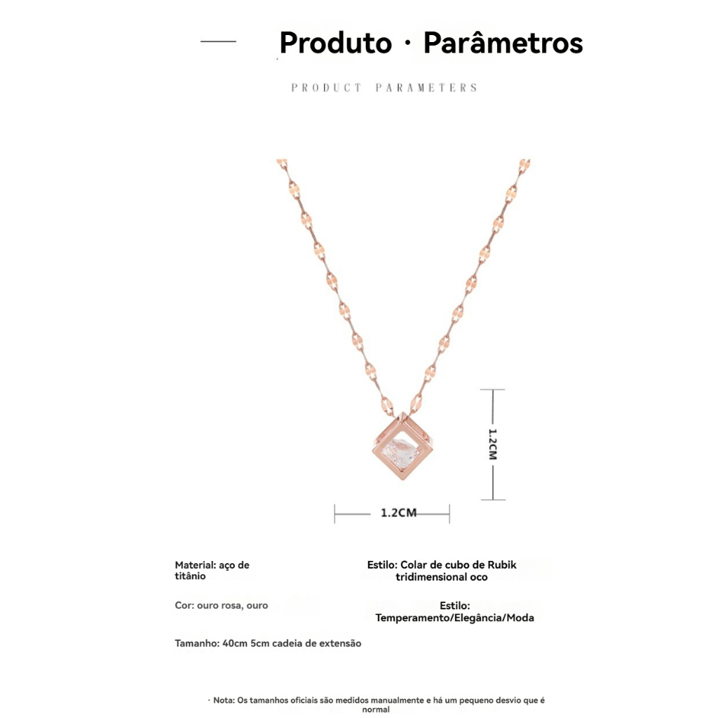 Colar de Aço Titânio Cubo de Rubik Oco Feminino Internet Celebridade ...