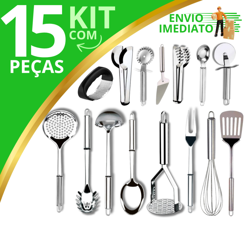 Utensílios de Cozinha Em Aço Inox Colher Concha Escumadeira Pegador de ...