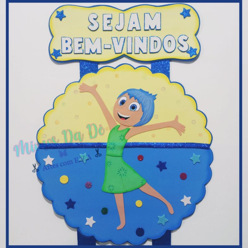 Plaquinha De Porta Bem Vindos Em Eva Tema Divertidamente Sala De Aula