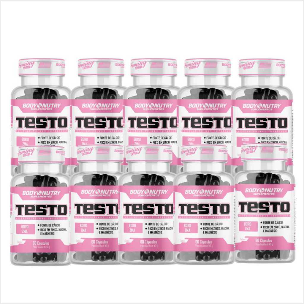 10x Testo Feminy - 600 Cápsulas - Body Nutry (ZMA + Boro + Acído Malico ...