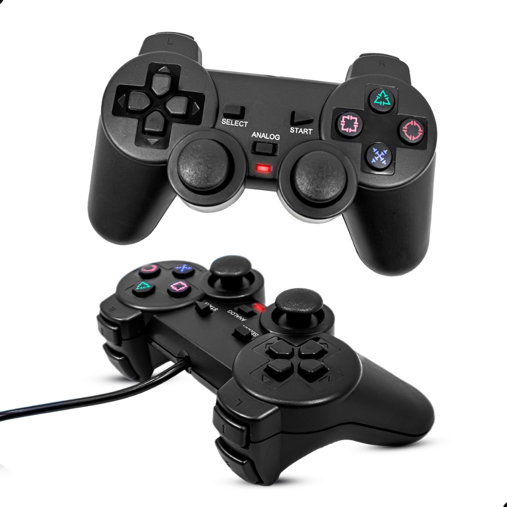 2 Controles Para Ps2 Joystick Dualshock Com Fio E Analógico | Shopee Brasil