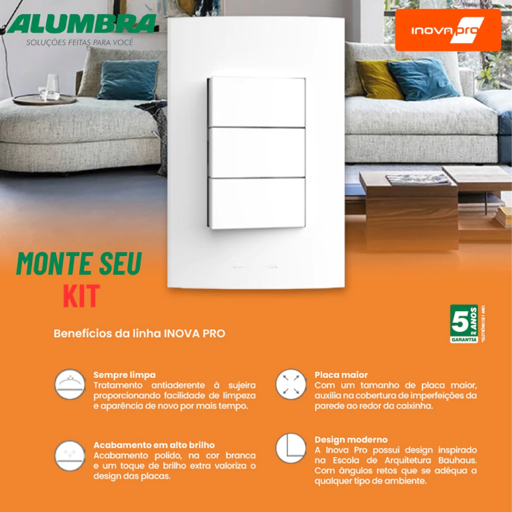 Tomadas e Interruptores Linha Inova Pro Completa - Alumbra | Shopee Brasil