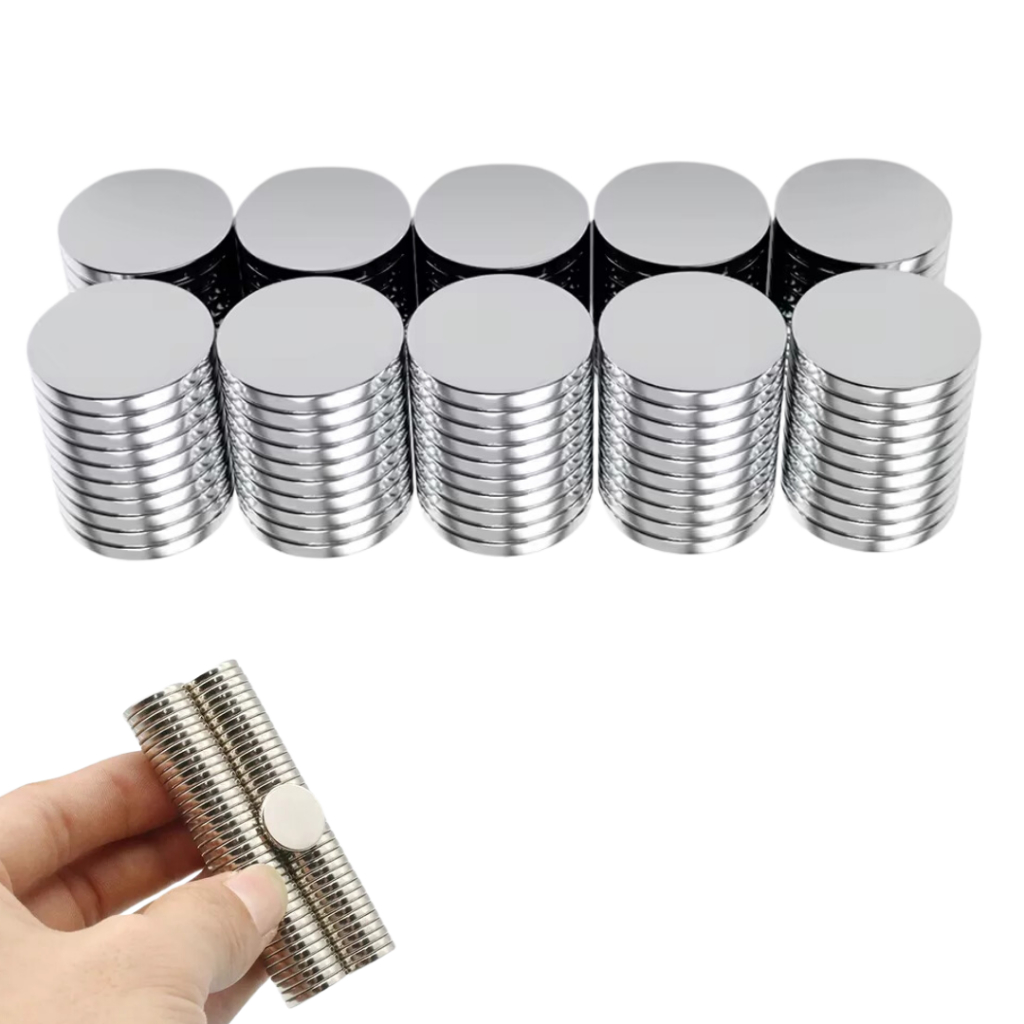 50 Ímã Neodímio N35 Disco 15x2 mm Força Aprox. 1,7kg Super Ímas ...