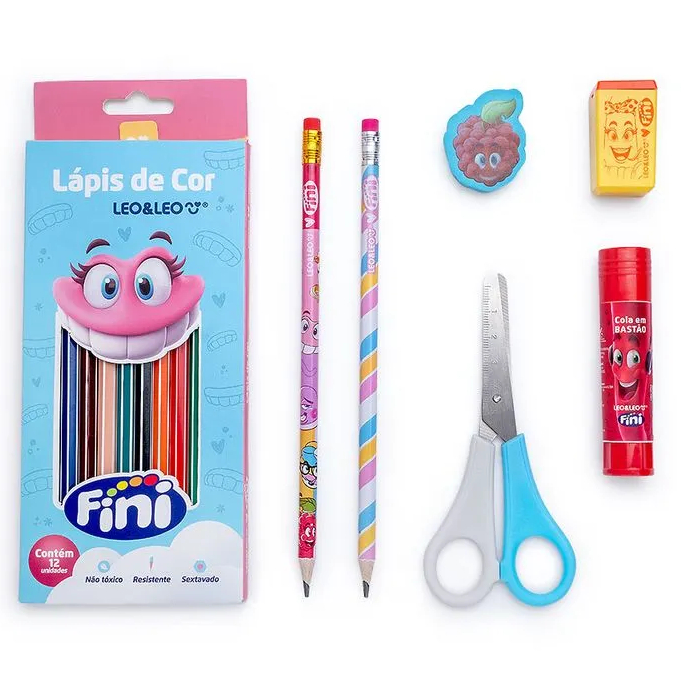 Kit Material Escolar Fini 7 Peças Léo&Léo | Shopee Brasil