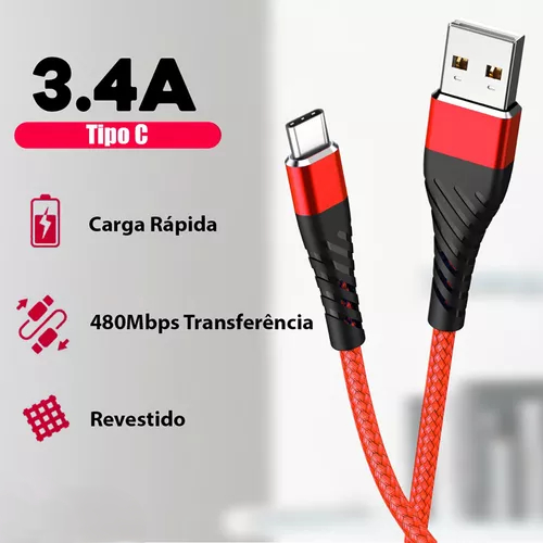 Cabo tipo C Inova 6065 USB 1 m reforçado celular Android | Shopee Brasil