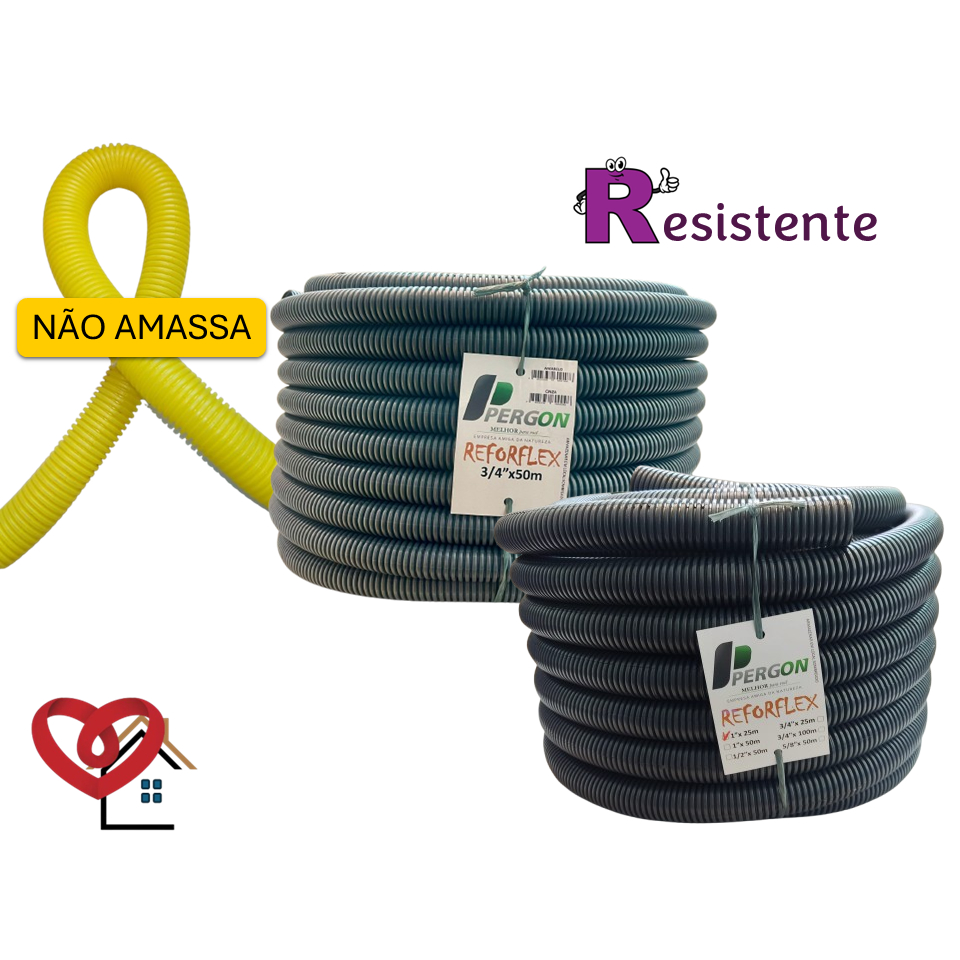 KIT CONDUITE CORRUGADO "ELETRODUTO" 3/4"X50mts + 1"X25mts "REFORÇADO ...