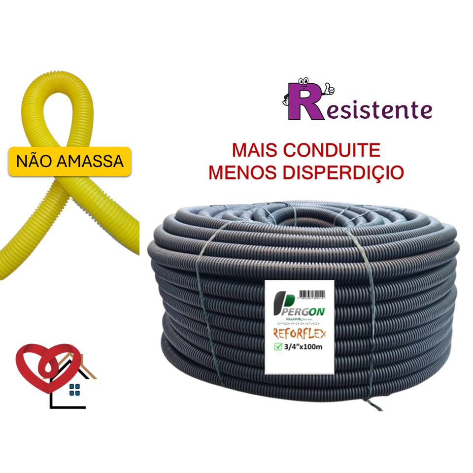 ELETRODUTO CORRUGADO CONDUITE 3/4"X100 Metros "REFORÇADO" CINZA ...