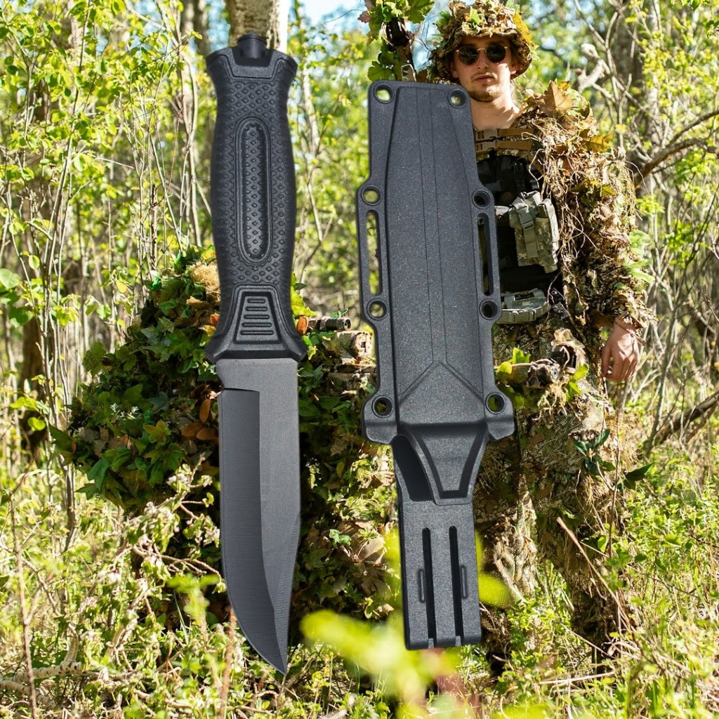 Faca tática, militar preta bainha com apoio na cintura | Shopee Brasil