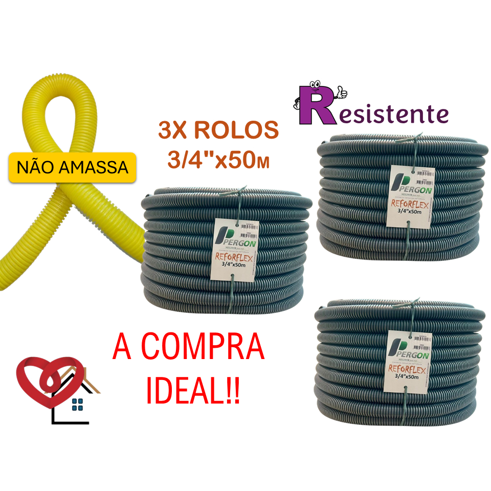 CONDUITE CORRUGADO "ELETRODUTO" 3/4"X 150 metros. "REFORÇADO" | Shopee ...
