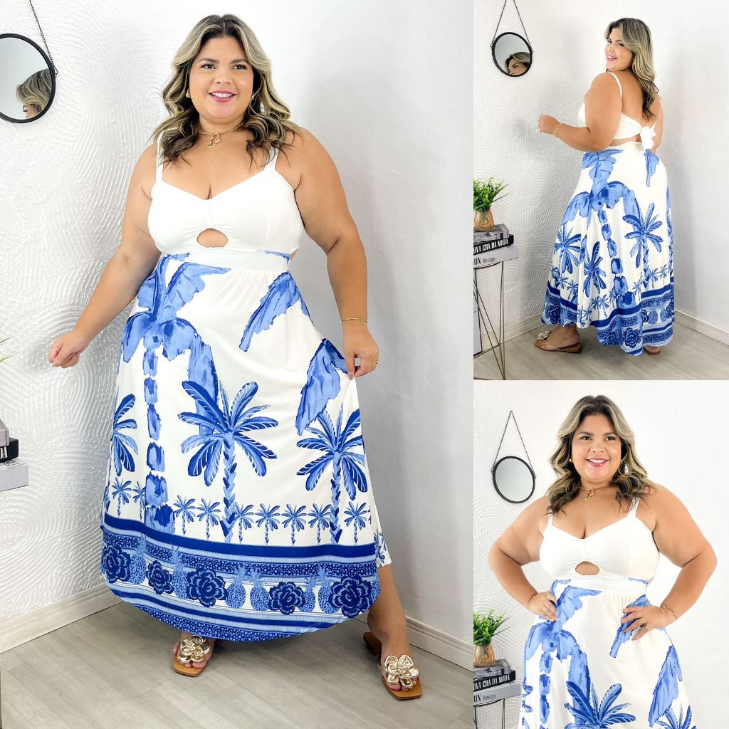 Vestido Longo Farm Plus Size | Shopee Brasil