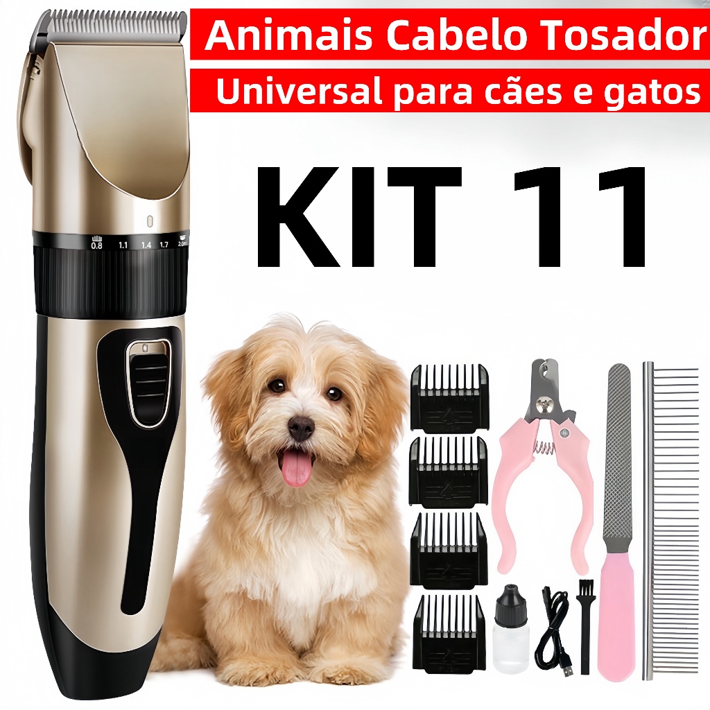 Kit 11 Máquina De Tosa Para Pet Profissional Corte Cabelo Animais ...