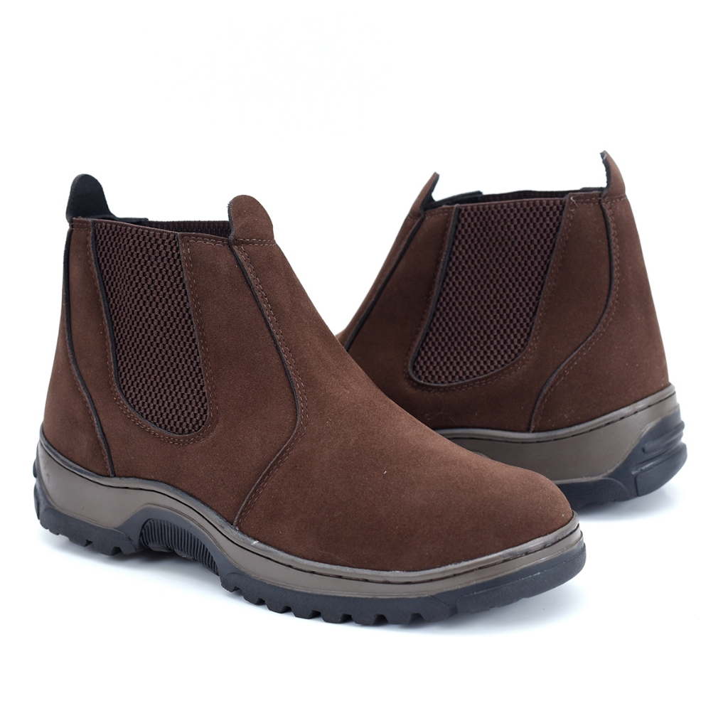 Bota botina masculina Marron Café camurça ecológica solado de borracha ...