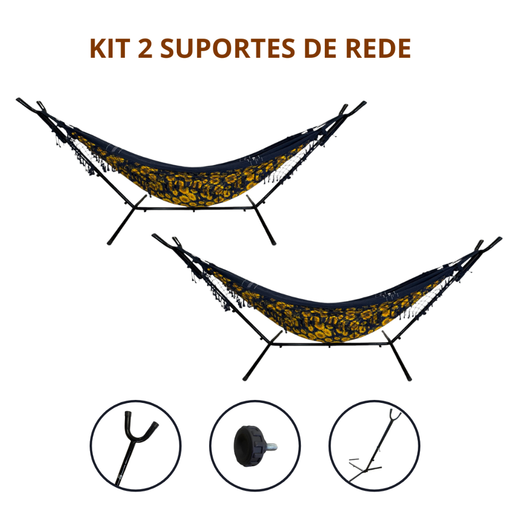 Kit Suporte De Rede Descanso Área Externa Portátil Aço Reforçado C ...