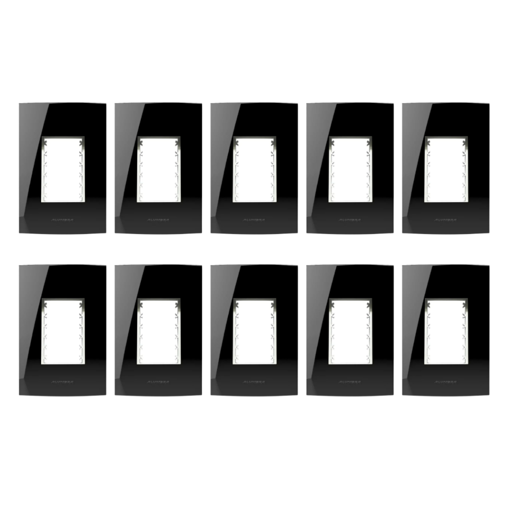 Kit c/ 10 Placas Espelho de Luz Alumbra Inova Pro Black Piano 4x2 3 ...