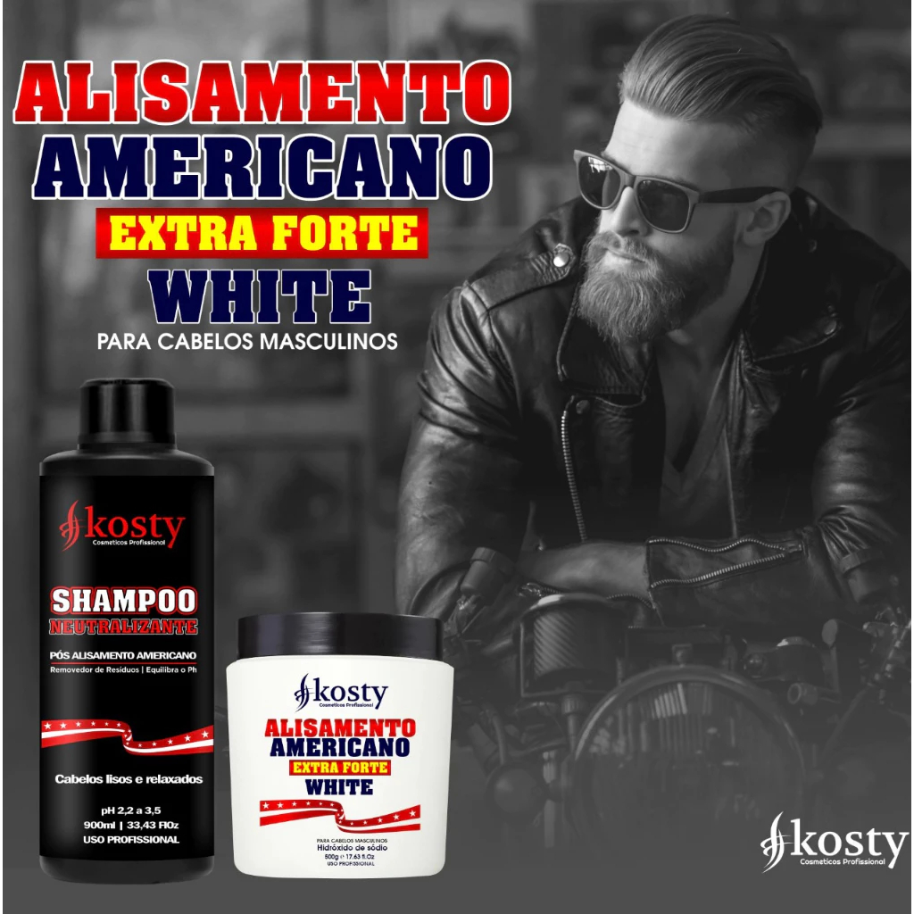 Kit Shampoo Neutralizante + Alisamento Americano White Masculino 1kg ...