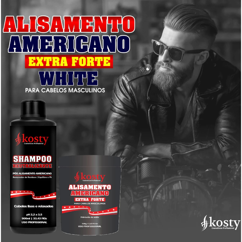 kit Alisamento Americano 1kg + 1 Shampoo Neutralizante 1l kosty ...