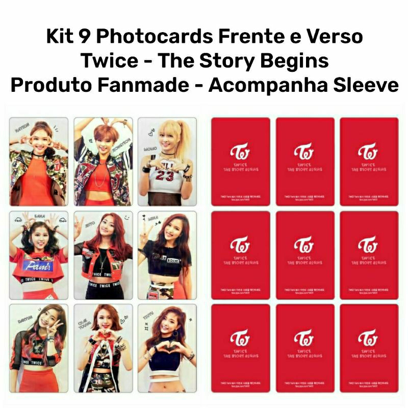 Kit 9 Photocards | Twice - The Story Begins | Frente e Verso | Produto Fanmade | Acompanha ...