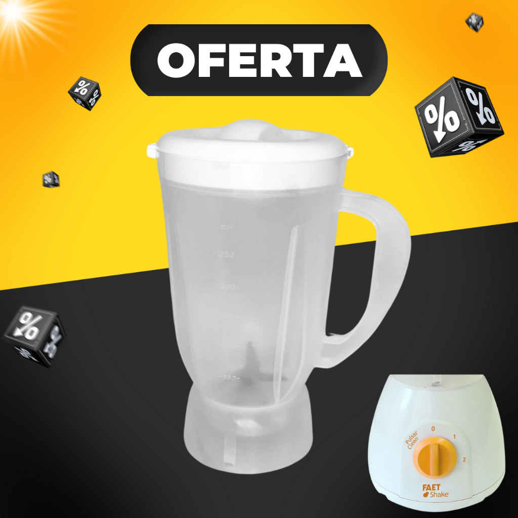 Copo De Liquidificador Faet Shake Sield Toplik Translucido Tampa Branca ...