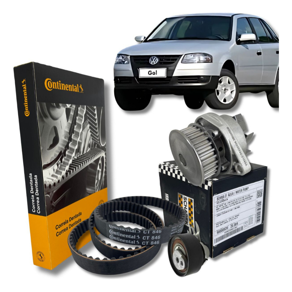 Kit Correia Dentada e Tensor e Bomba D'agua - VW Gol G2 / G3 / G4 1.0 ...
